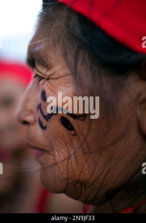 A Pemon Indigenous woman participates in a protest outside of the ...