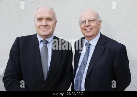 Professor Norbert Haas, left, and Dr. Rolf Jeker, right, pose for a ...