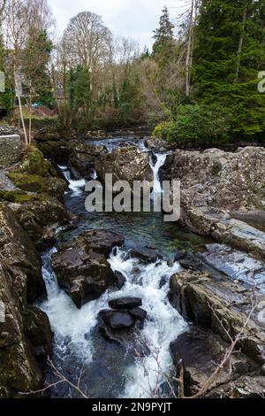 The River Llugwy flowing through the village of Betws-y-Coed,Wales,UK ...