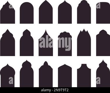 Arab windows set on white wall background. Vector realistic ...