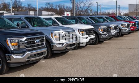 Lined up Ford F150 trucks for sale at a dealership Stock Photo - Alamy