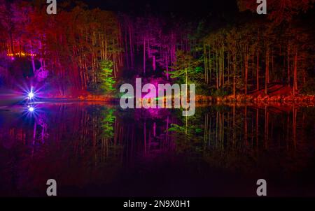 Illuminations around the lake at Blue Pool in Dorset Stock Photo - Alamy