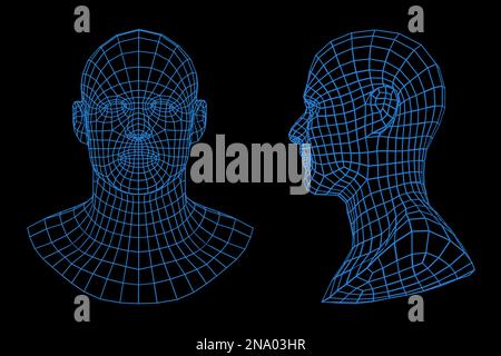 Three dimensional mesh image of a man face Stock Photo - Alamy