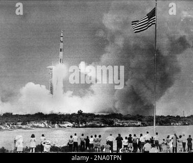 In this April 11, 1970 photo made available by NASA, the Saturn V ...