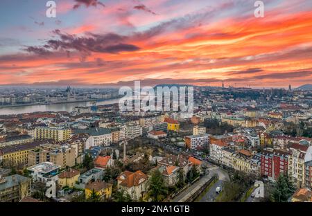 Panoramic view of the city of Budapest from Historische Kirche, St ...