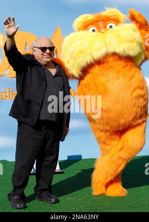 Actor Danny DeVito, the voice of The Lorax in the animated motion ...