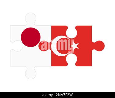 Connected puzzle of flags of Turkey and Japan, vector Stock Vector ...