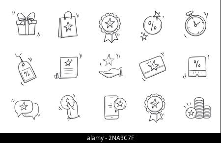 Bonus point earn doodle icon. Reward bonus point hand drawn sketch ...