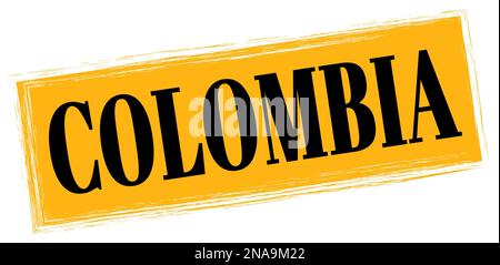 COLOMBIA text written on orange-black rectangle stamp sign Stock Photo ...