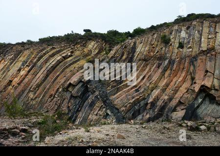 Early Cretaceous rhyolitic columnar rock formation located in the ...
