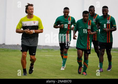 Zambia national team coach Herve Renard celebrates at the end of the ...