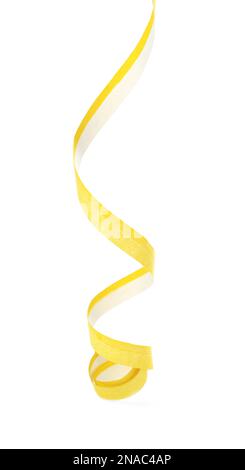 Yellow serpentine streamer isolated on white. Party element Stock Photo ...