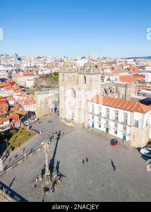 Porto, Portugal, view of the facade of the Porto Cathedral (Cathedral ...