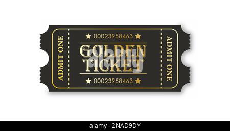 Golden Ticket. Vector illustration for websites, applications, cinemas ...