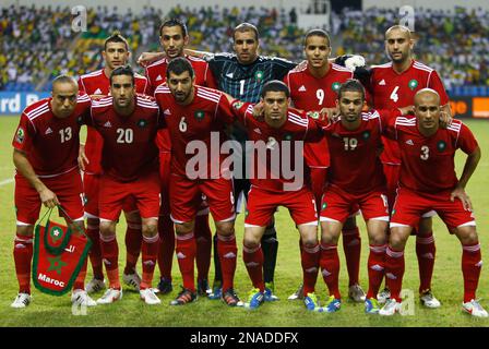 Morocco soccer team, from left top, goalkeeper Mohamed Amsif, Marouane ...