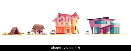 Evolution house architecture set. Dwellings time line from single story ...