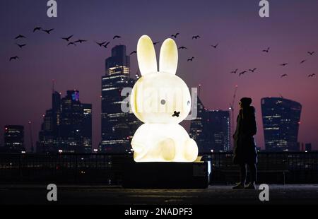 EDITORIAL USE ONLY An illuminated statue of Miffy is unveiled at ...