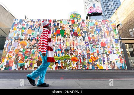 EDITORIAL USE ONLY Levi Babin, nine, interacts with a large-scale Where ...