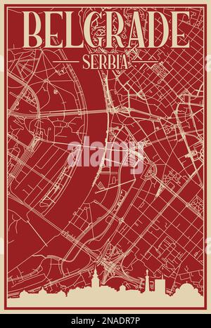 Road network poster of the downtown BELGRADE, SERBIA Stock Vector Image ...