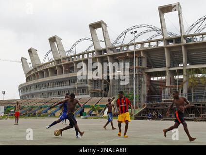 Gabon, Libreville, Petit Paris district, election poster for Omar Bongo ...