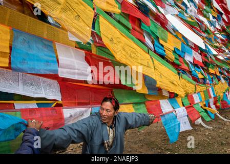 Pilgrim smiling at Saga Dawa festival Stock Photo - Alamy
