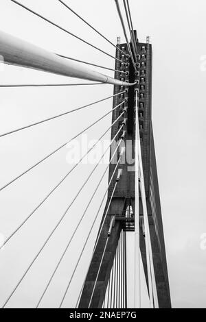 Concrete ylon with attached tie rods of cable-stayed bridge Stock Photo ...