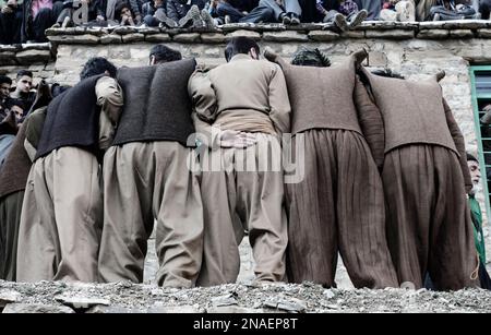 Kurdish sufis in a zikr prayer circle, chanting themselves into a ...