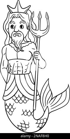 Merman Isolated Coloring Page for Kids Stock Vector Image & Art - Alamy