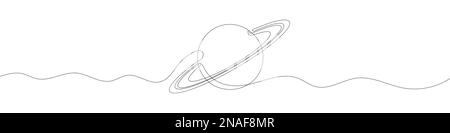 Continuous one line drawing Saturn Planet. Solar system. Vector Stock ...