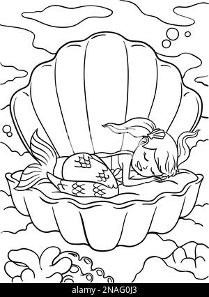 Sleeping Mermaid in a Clam Shell Isolated Stock Vector Image & Art - Alamy