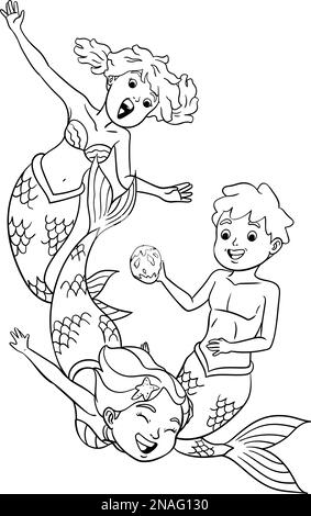 Merman Isolated Coloring Page for Kids Stock Vector Image & Art - Alamy
