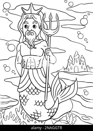 Mermaid and Merman Coloring Page for Kids Stock Vector Image & Art - Alamy