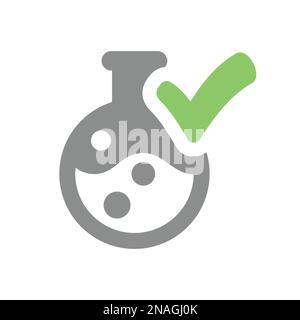 Lab tested vector with flask and checkmark. Laboratory approved label ...