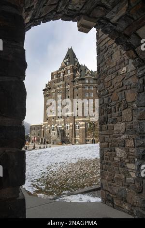 Banff Springs Hotel, a historic châteauesque hotel located in Banff National Park among the ...