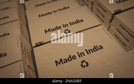 Made in India box production line. Manufacturing and delivery. Product ...