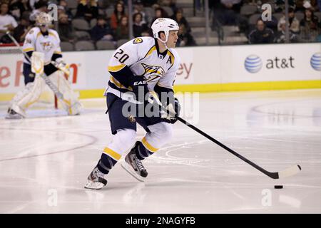 Nashville Predators defenseman Ryan Suter (20) fights off Edmonton ...