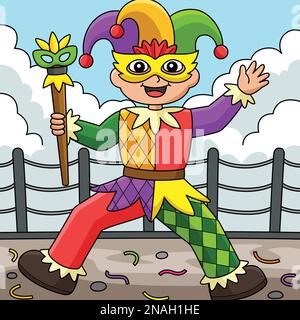 Mardi Gras Jester Boy Cartoon Colored Clipart Stock Vector Image & Art ...