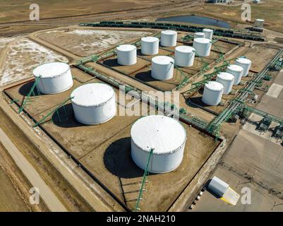 Aerial view of the pipelines and storage tanks Stock Photo - Alamy