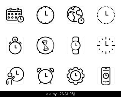 Time tracker - Timer line icons collection. Chronometer, Stopwatch ...