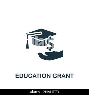 Education grant icon. Monochrome simple sign from donation collection ...