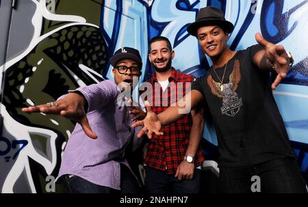 Philip Lawrence, left, Ari Levine, center, and Bruno Mars of the ...