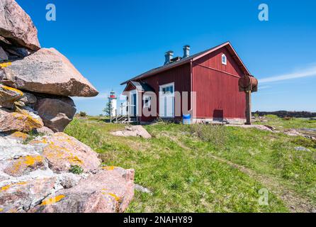 An old lighthouse on Gustavsvärn island, Hanko, Finland, Europe, EU ...