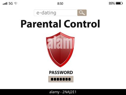 Parental control. Blocked screen of gadget for child safety ...