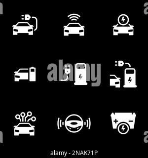 Driverless smart car icon set. Outline set of driverless smart car ...