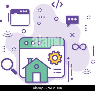 Home, Main page icon sign. Set of multicolored modern labels for your ...