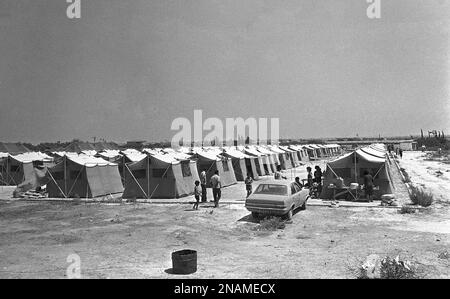 Greek Cypriot refugees inhabit a new makeshift tent camp east of ...