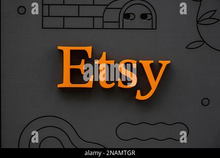 Etsy logo at their headquarters in DUMBO Brooklyn NYC Stock Photo - Alamy