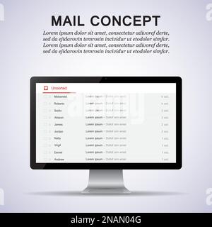 Computer monitor with email blank template internet. Interface for ...