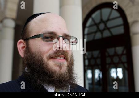 Rabbi Menachem Stern of Brooklyn, N.Y., stands outside of the Shul ...