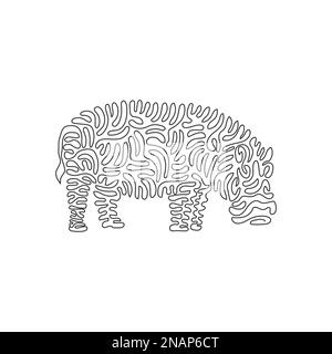 Continuous one line drawing. Hippo silhouette symbol. Logo of the Hippo ...